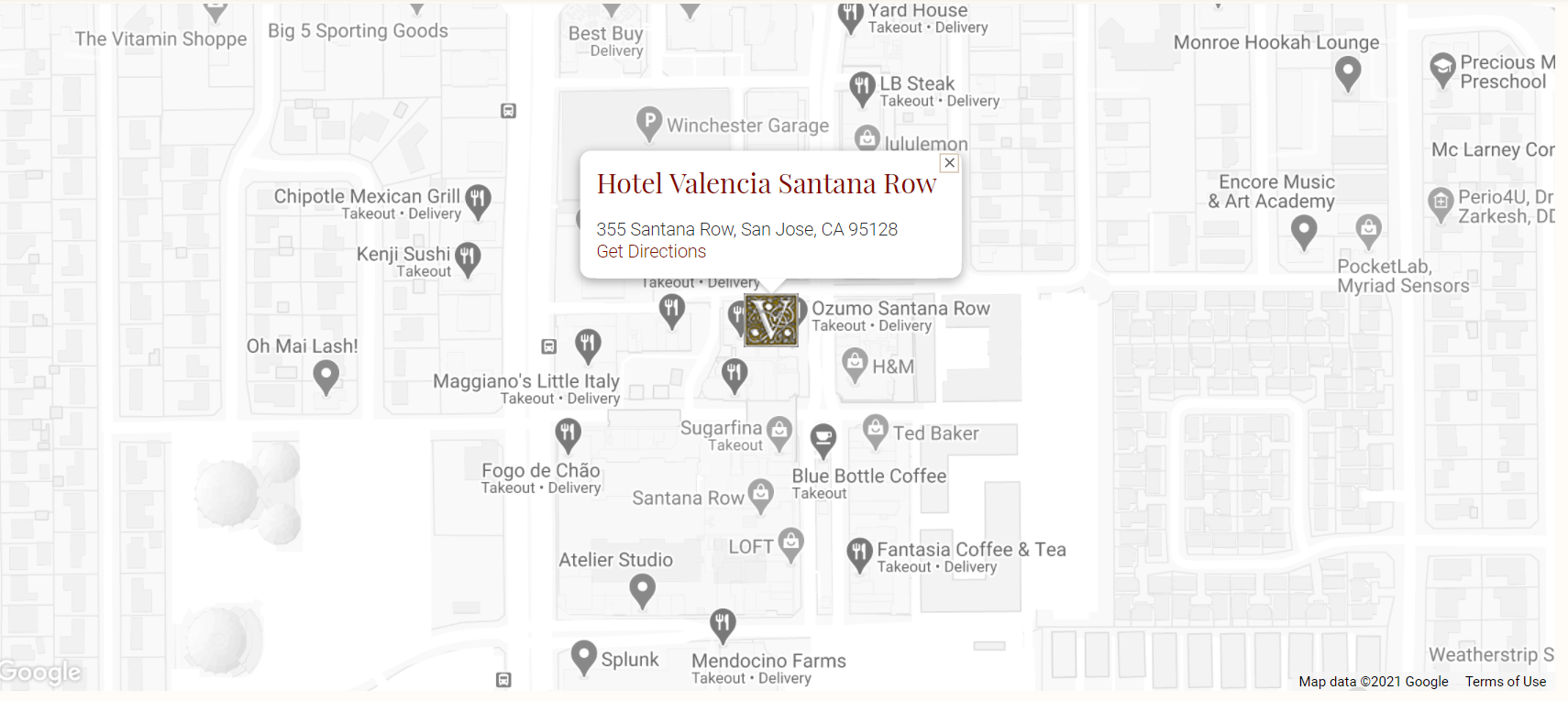 Maps & Directions | Hotel Valencia Santana Row